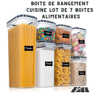 Boite de Rangement Cuisine Lot de 7 Boites Alimentaires Plastiques, He ...